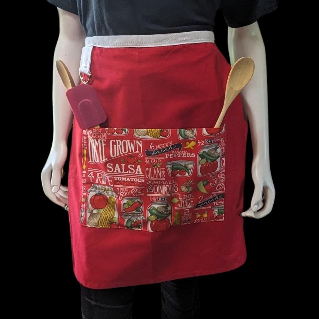 Handmade Tomato Red Half Apron With Tomato Print Pockets - Etsy