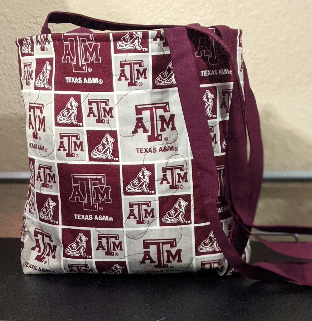 Texas A&M Block Print Tote Bag-machine Quilted - Etsy