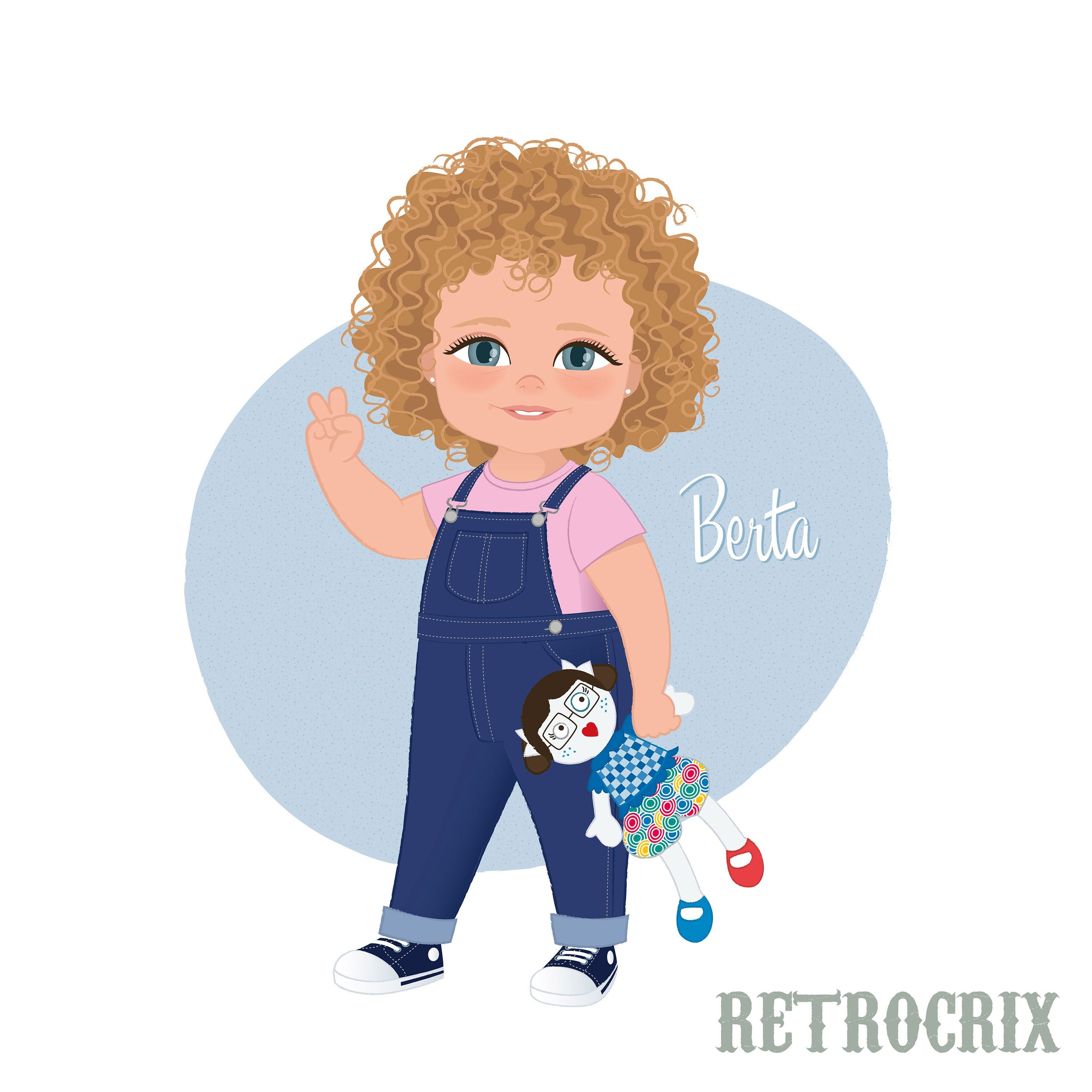 Custom Child Portrait in Semi-realistic Style, Personalized Children ...