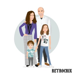 Custom Family Portrait in Cartoon Style, Custom Family Drawing ...