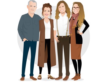 Custom Family Illustration Extended Family Portrait Family - Etsy