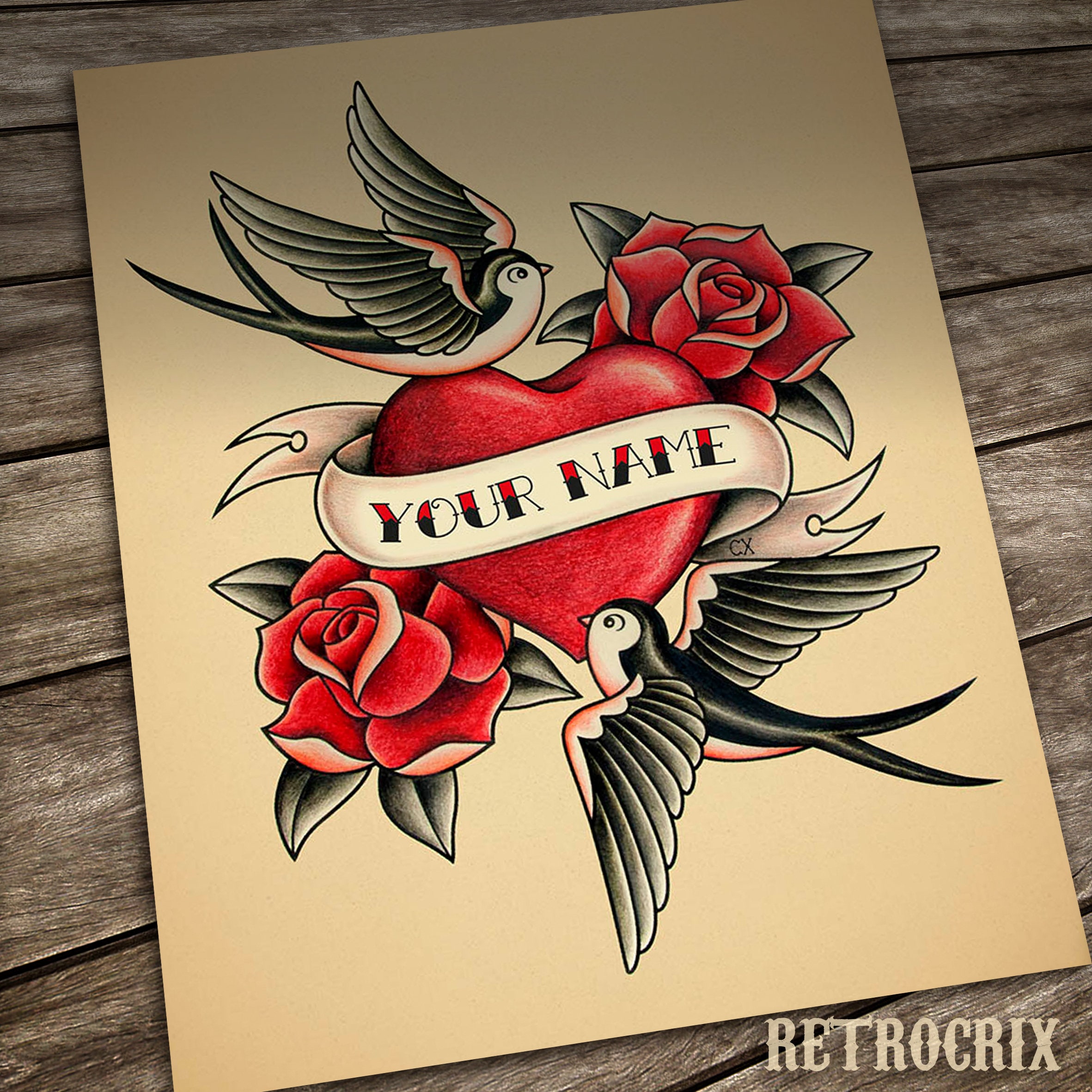 Old School Tattoo Heart