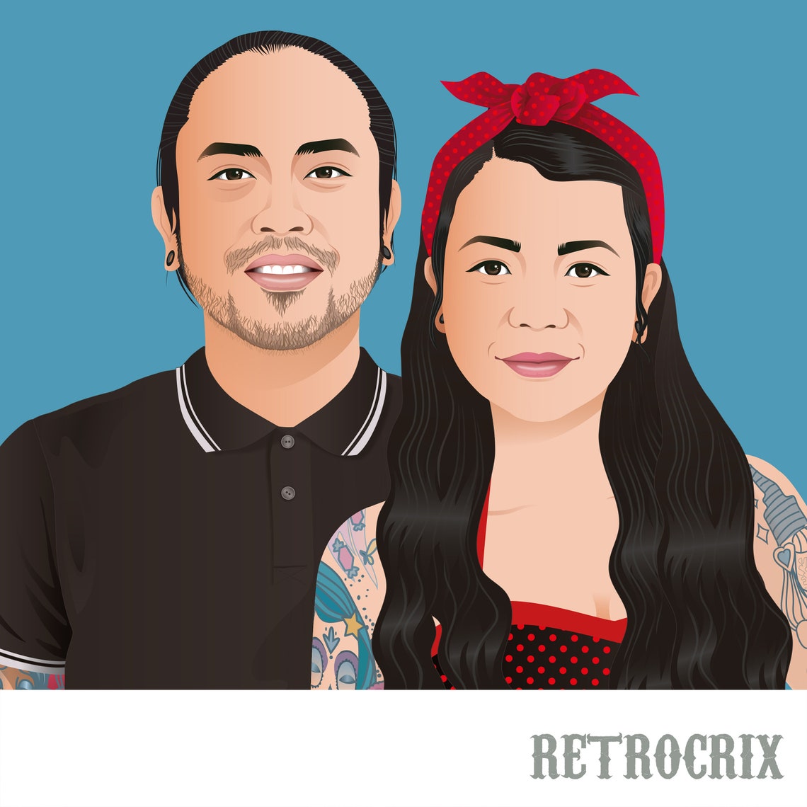 Custom Couple Portrait Illustration, Couple Portrait, Personalized ...