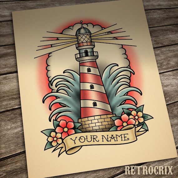 Neo Traditional Lighthouse Tattoo