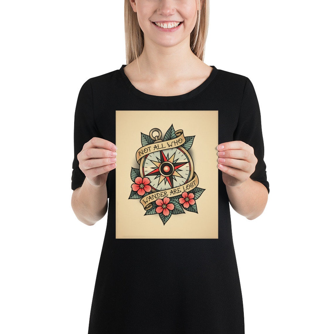 Compass Rose Tattoo Print. Old School Tattoo Print. Nautical - Etsy