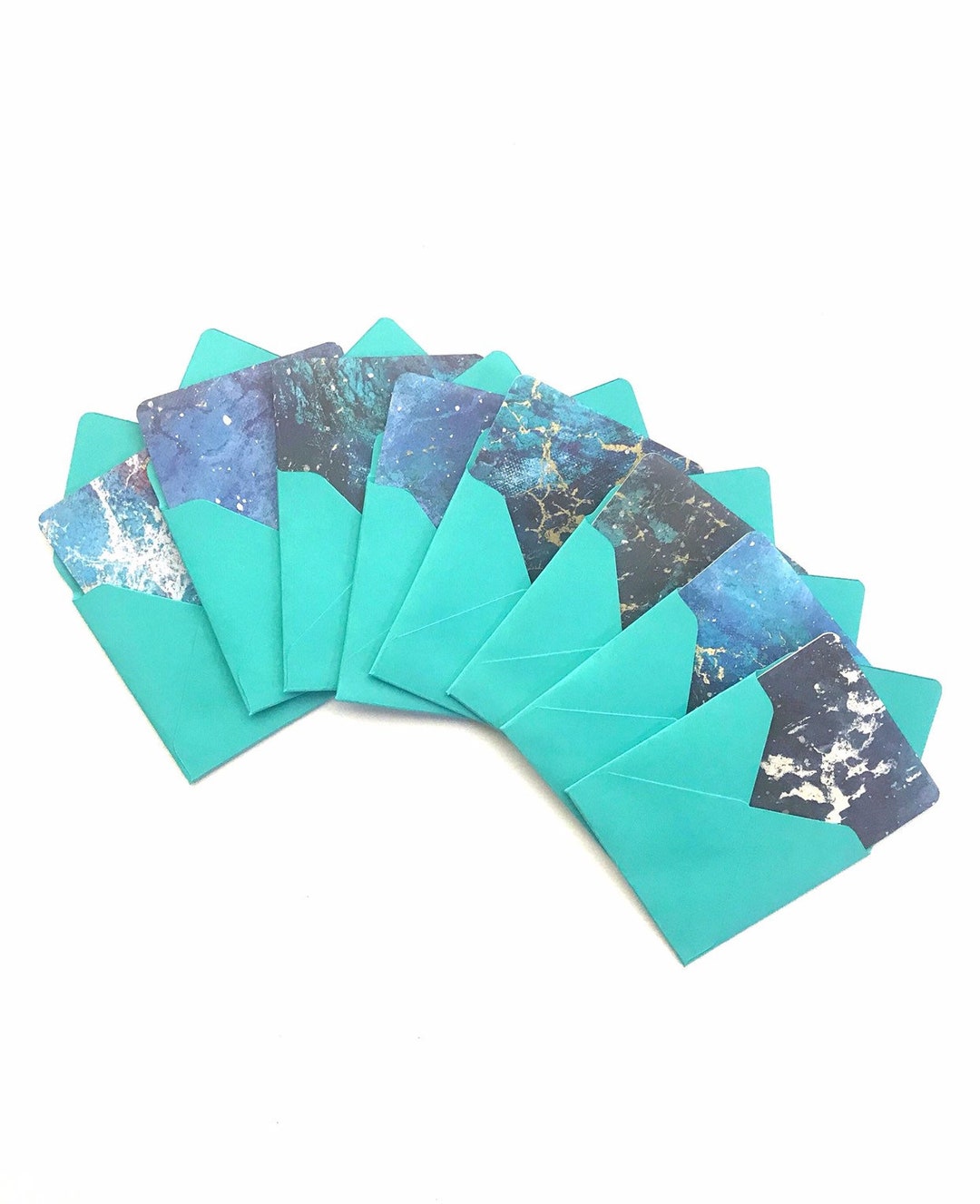 Galaxy Note Cards, Mini Space Greeting Cards, Tiny Blue Envelopes, Cute ...