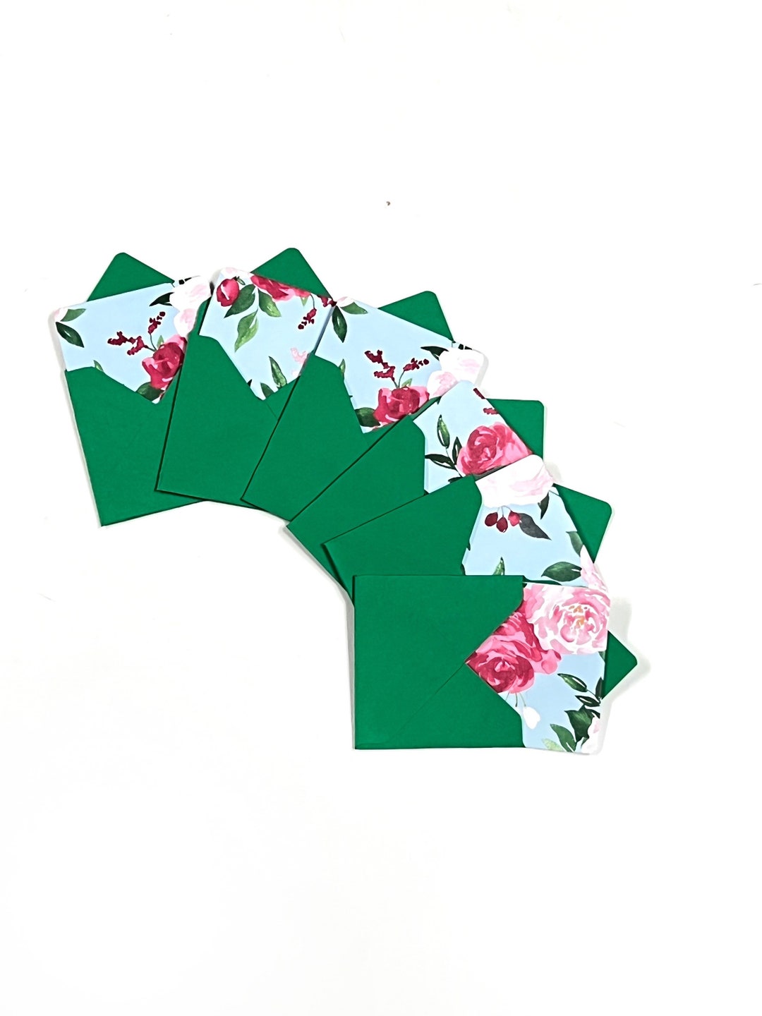 Bright Floral Note Cards With Green Envelopes, Colorful Cards, Little ...