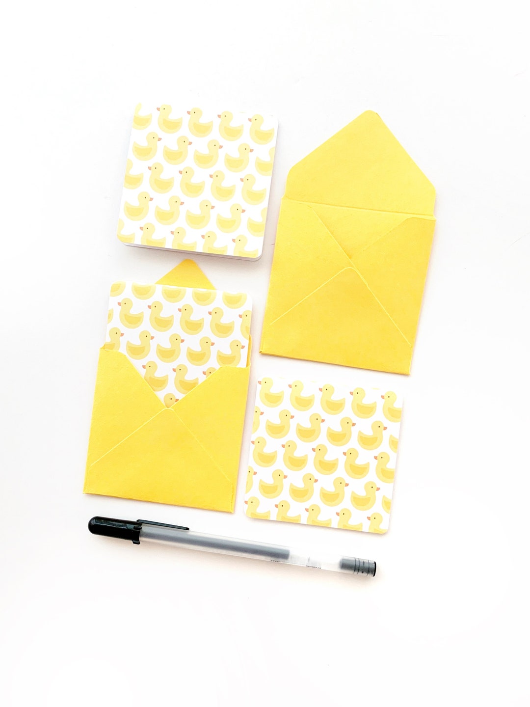 Rubber Ducky Mini Cards, Cute Baby Shower Gift, Blank Mini Cards, Tiny ...