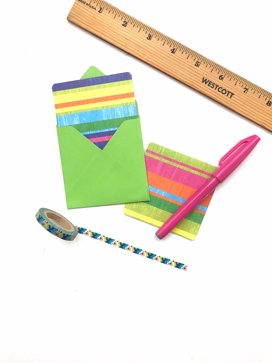 Serape Mini Cards With Envelopes, Stripe Note Cards, Stationery Cards ...