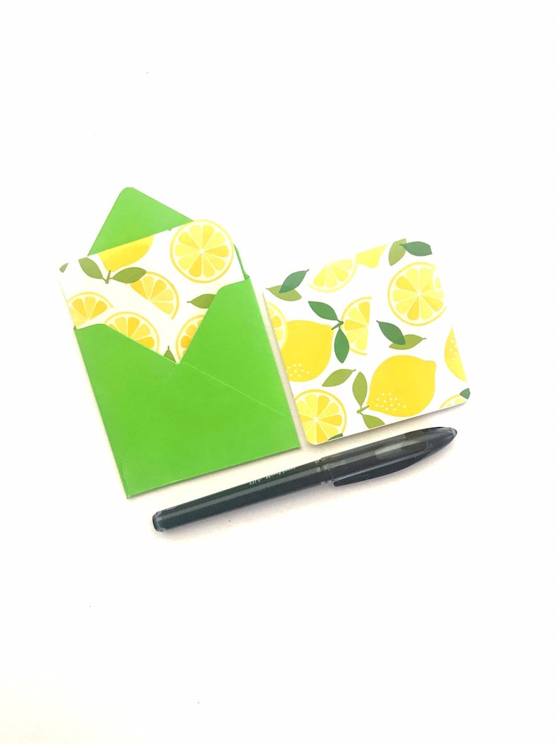 Lemon Mini Card Set Blank Thank You Cards Lemon Gift Wrap | Etsy