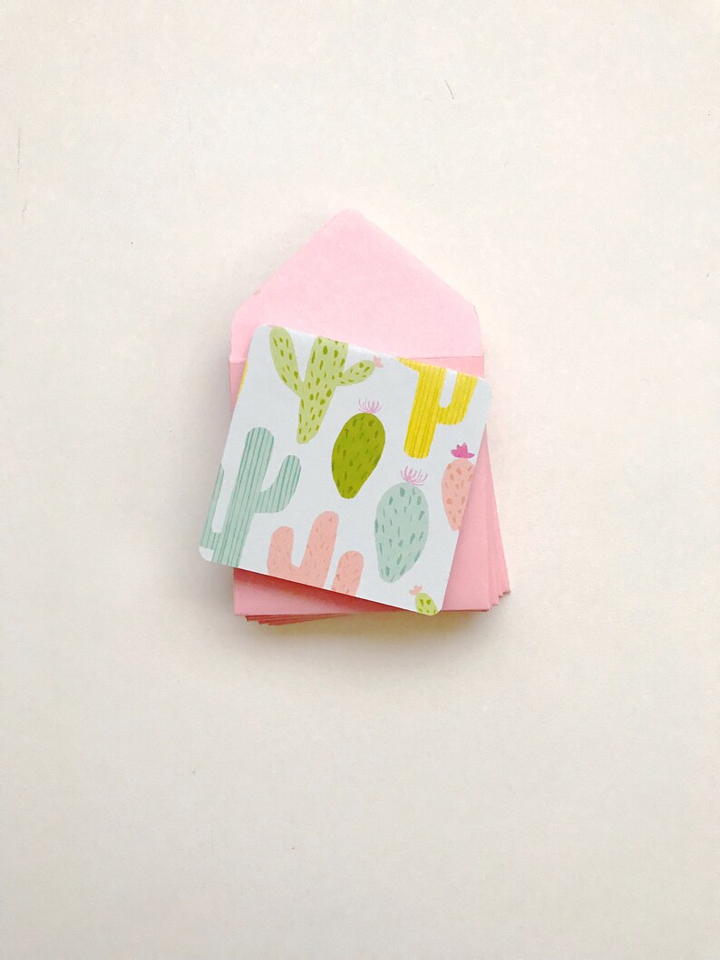 Cactus Mini Cards, Tiny Cactus Cards, Cactus Gift Wrap, Cute Cactus ...