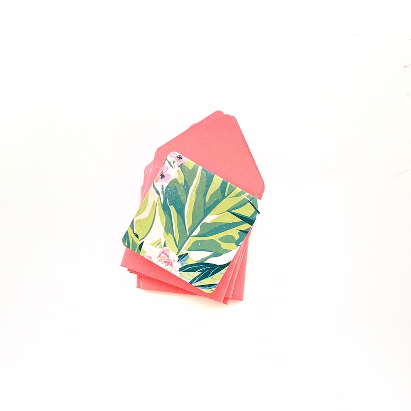Tropical Leaf Mini Cards - Etsy