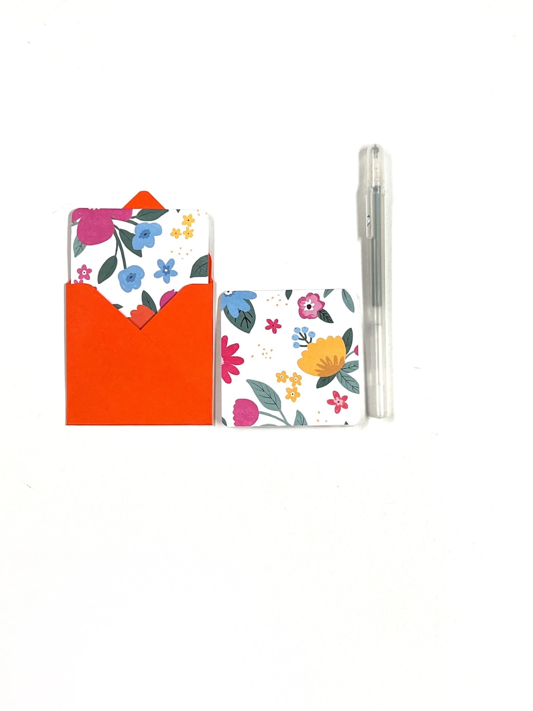 Cute Floral Note Cards, Blank Mini Cards, Florist Envelopes, Mustard ...