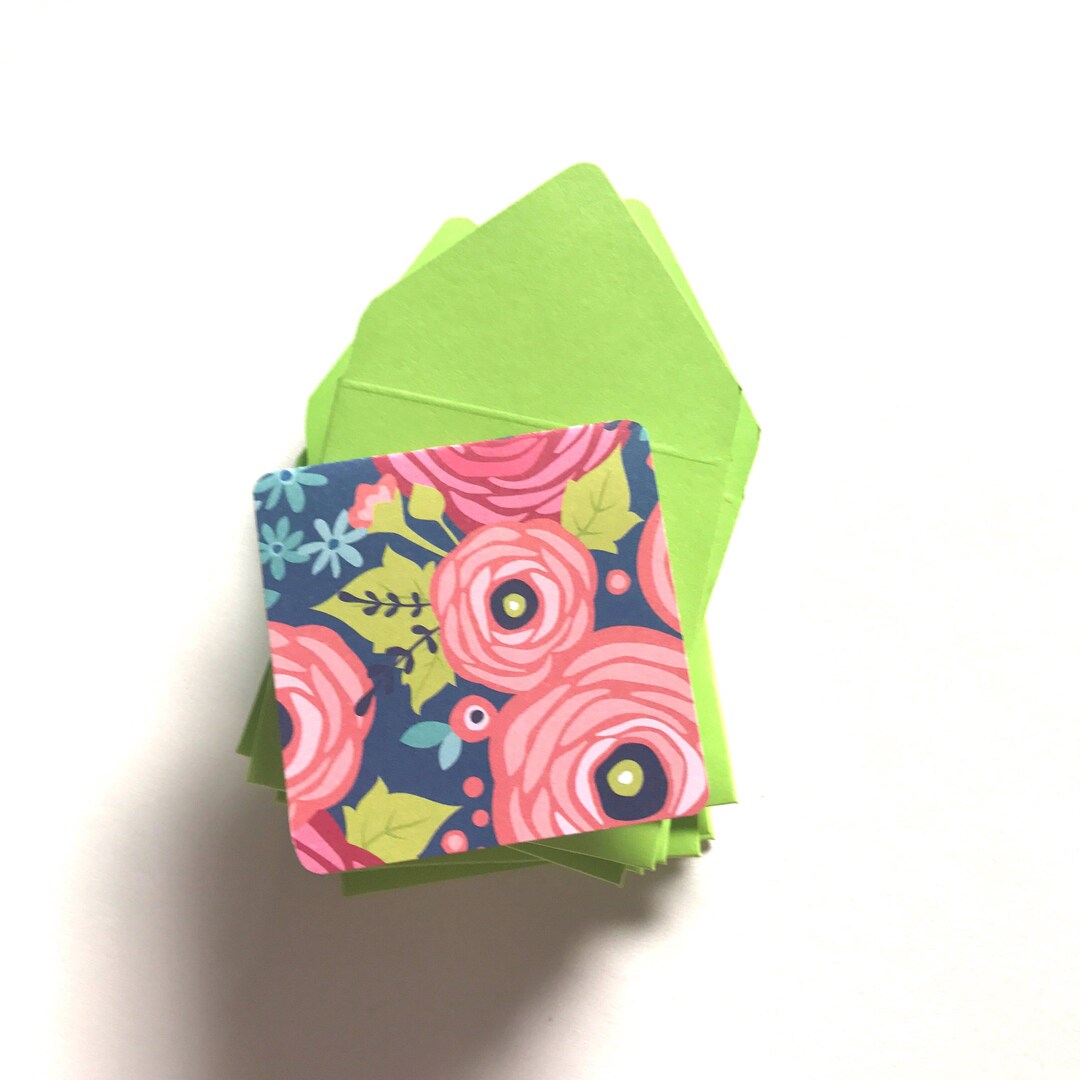 Tiny Cards for Flowers, Floral Mini Cards, Tiny Envelopes, Blank Thank ...