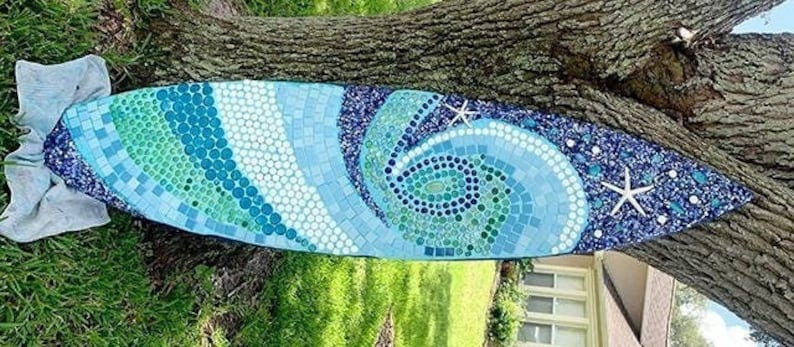 Blue Wave Mosaic Surfboard - Etsy