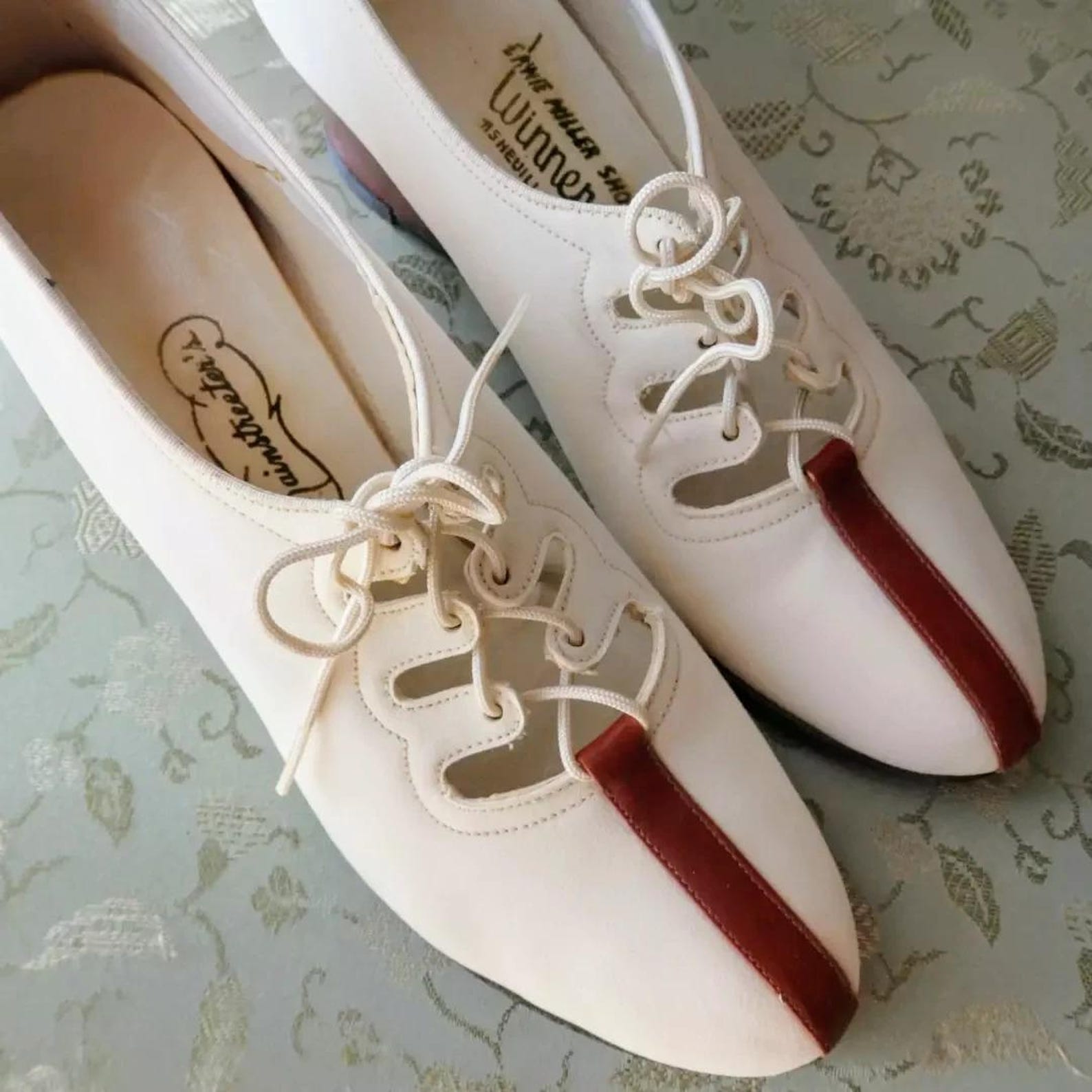 1930s Shoes/ 30s Wedge Heel Shoes Brown and White Spectator Shoes US6.5 ...