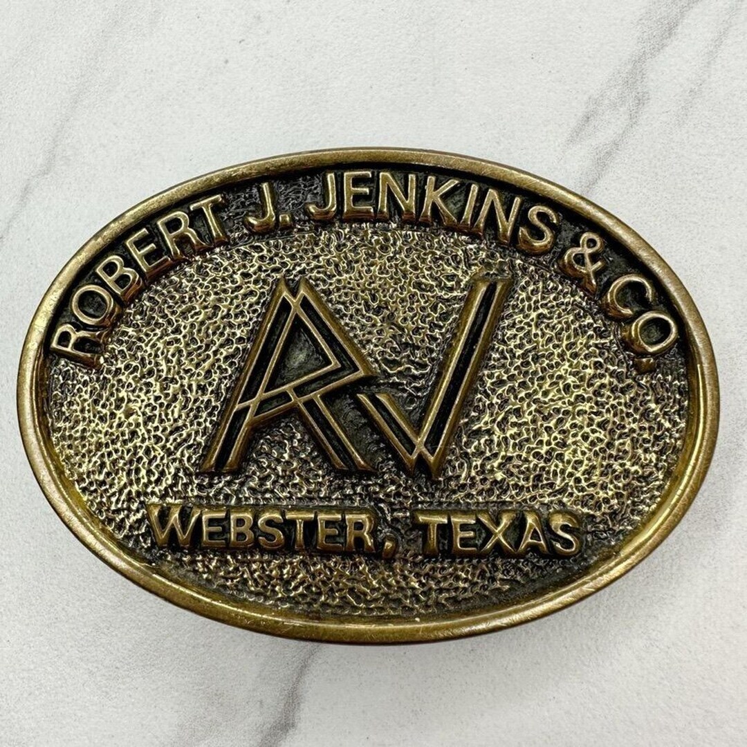 Vintage 1983 BTS Robert J Jenkins Co Webster Texas Belt Buckle Made USA ...