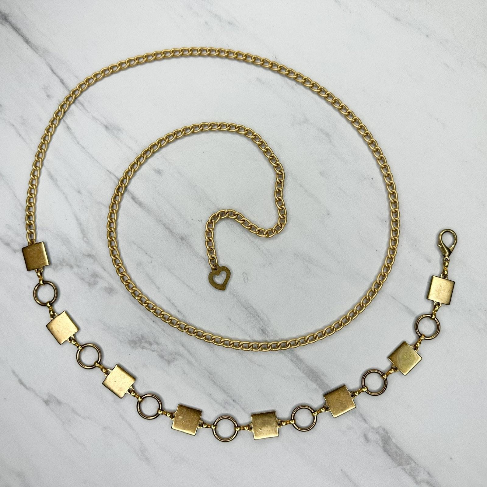 Vintage Black Square Gold Chain Link Belt Adjustable One Size Metal ...