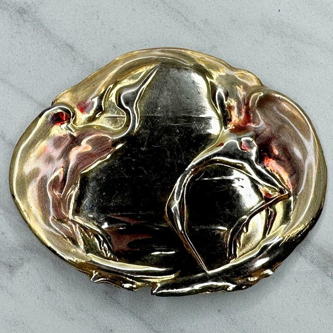 Vintage Charmant Belts Gold Tone Crane Birds Belt Buckle Art Nouveau ...