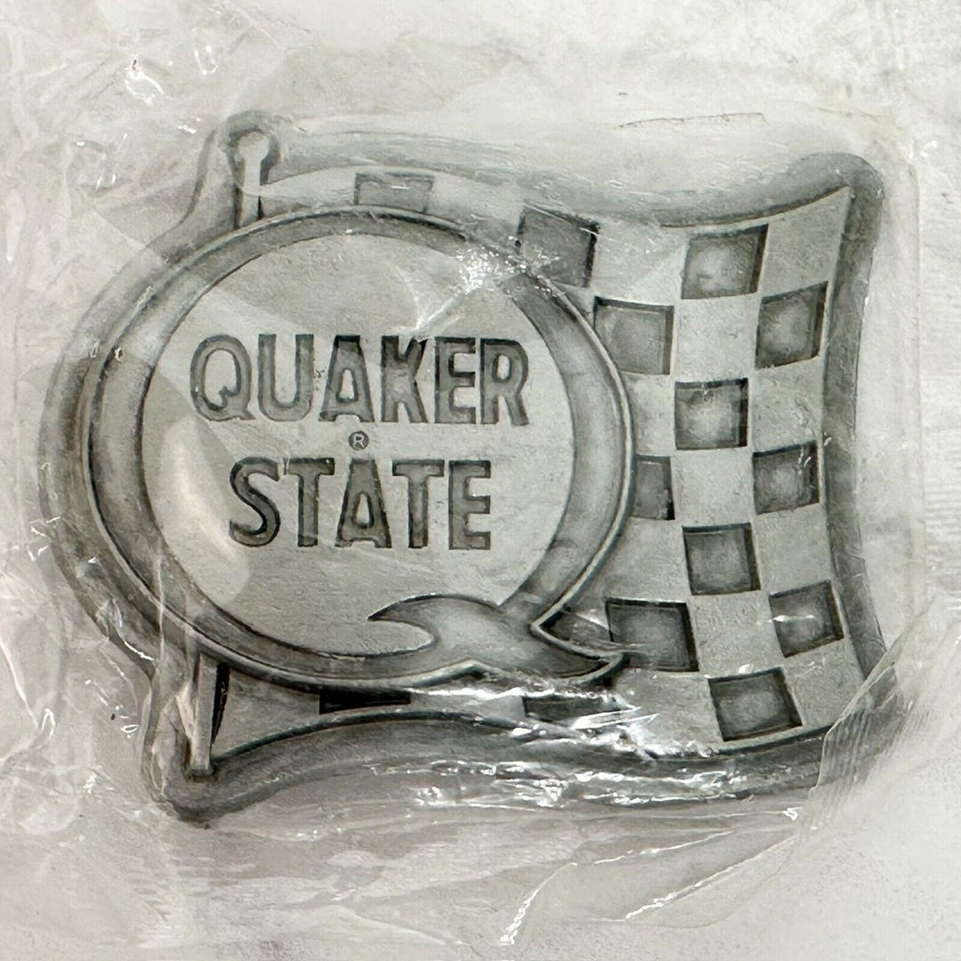 Vintage Quaker State Belt Buckle Made in USA Oil Gas Station Americana ...
