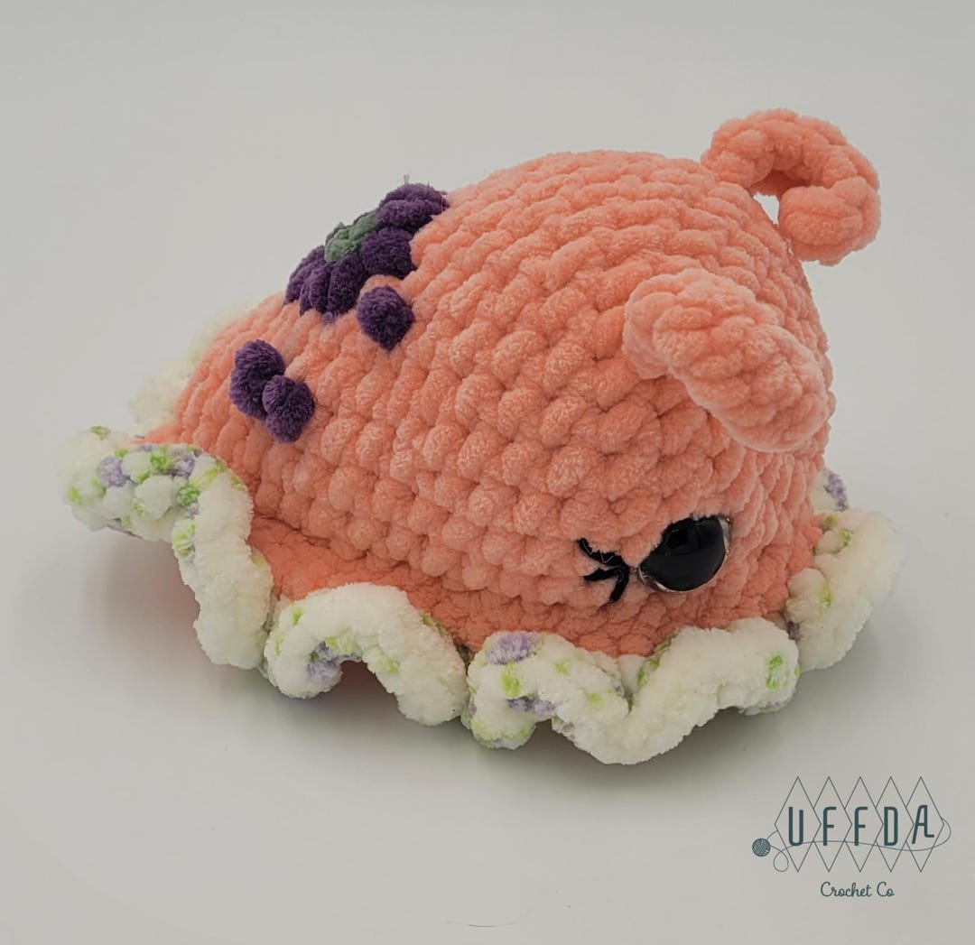 READY TO SHIP Peach Sea Slug Crochet Amigurumi With Embroidery Plushie ...