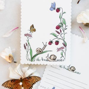 Snail Mail Hand-drawn and Painted Digitally Printed A2 Size Scalloped ...