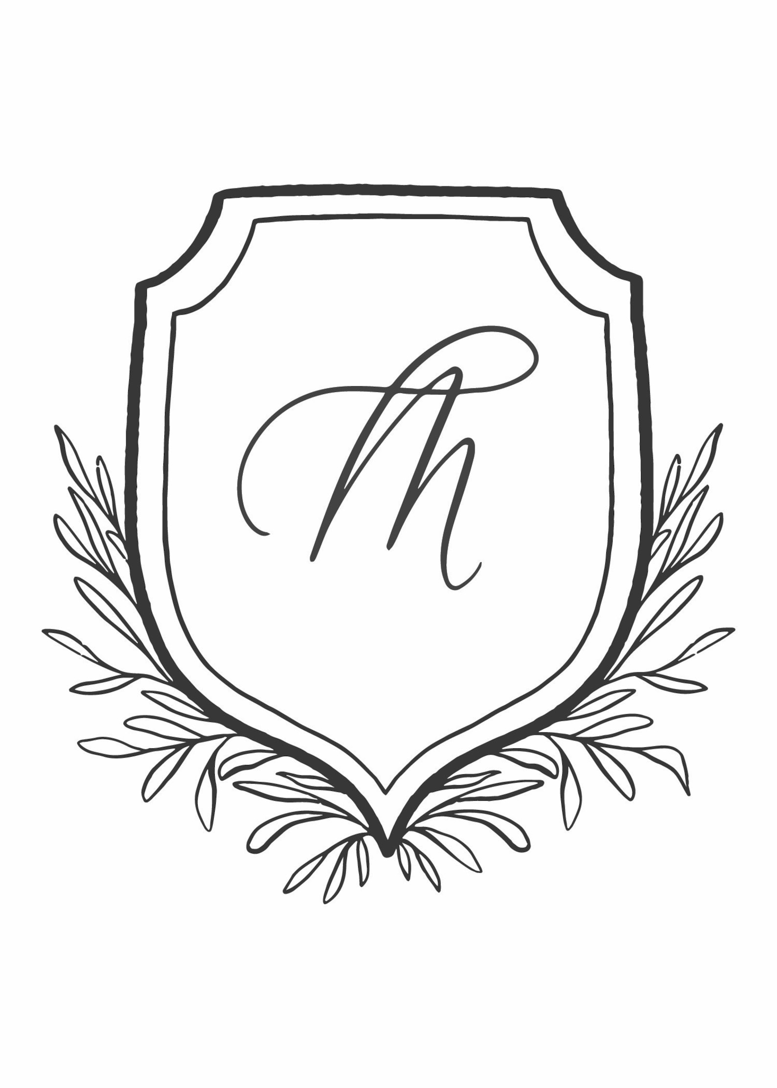 Line Drawing Custom Crest or Wedding Logo DEPOSIT LISTING - Etsy