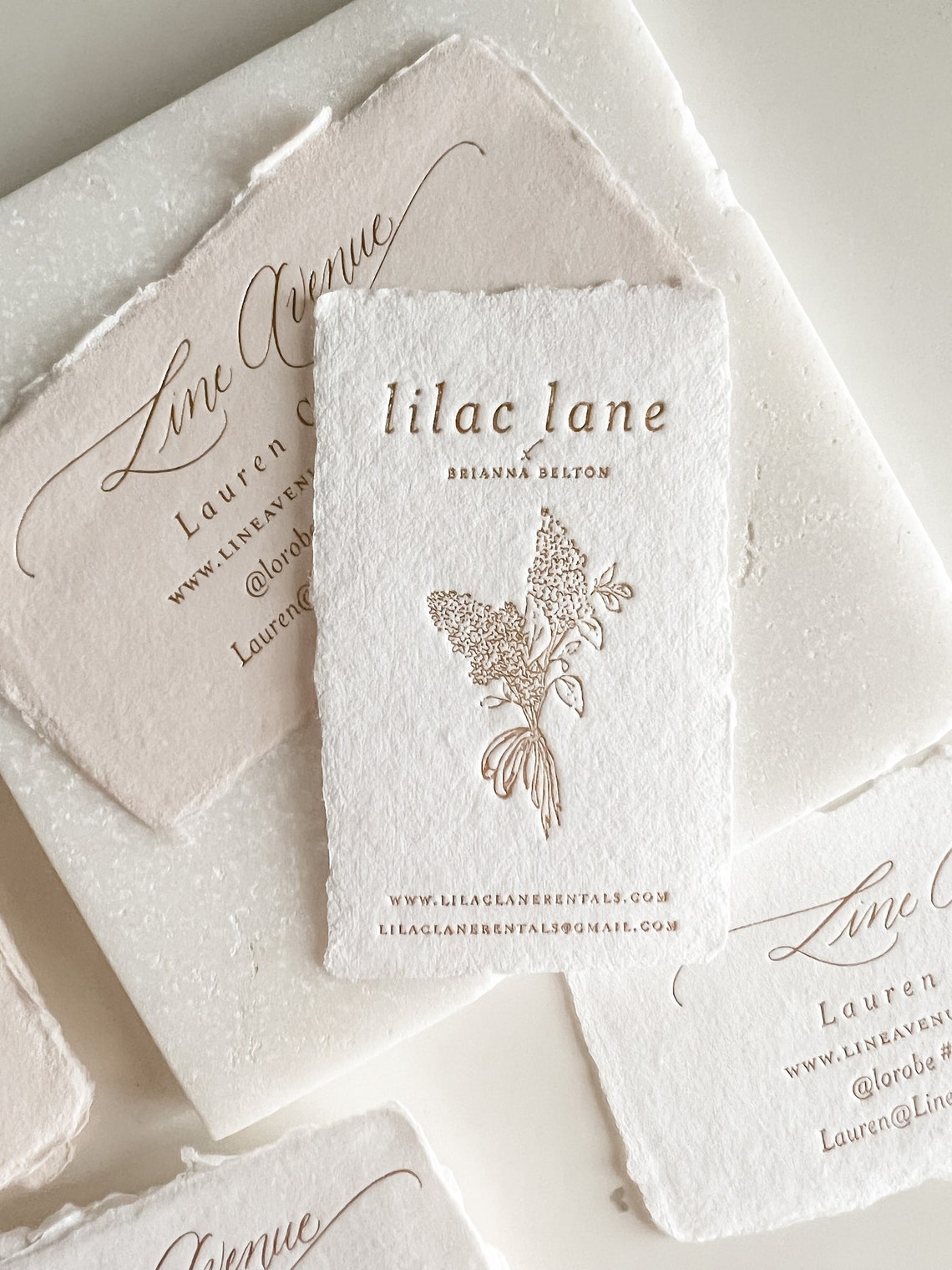 Custom Foil Pressed Business Cards on WHITE Handmade Paper OR Cardstock ...