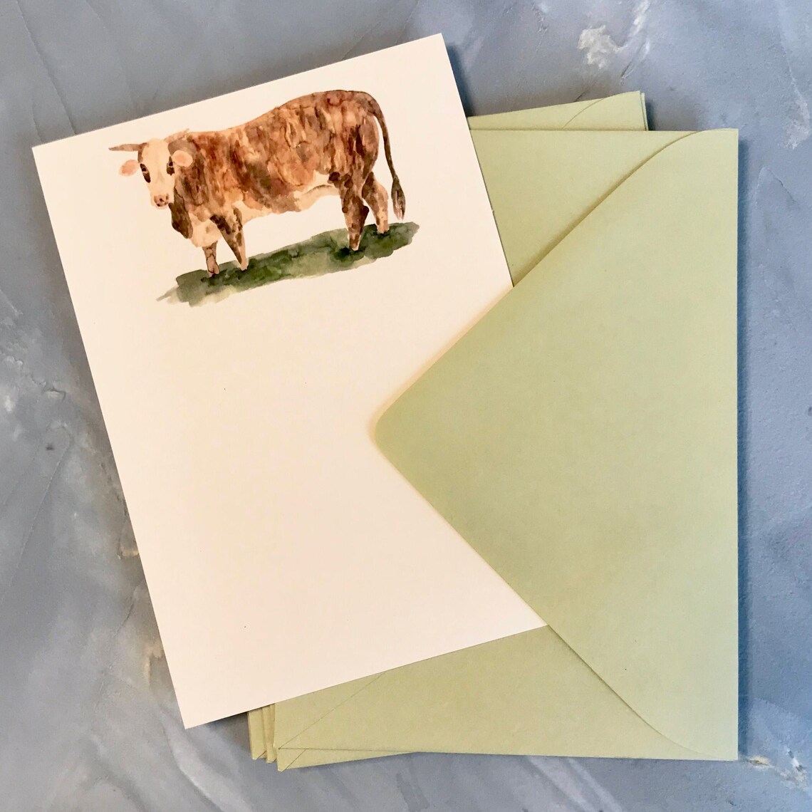 Watercolor Cow Note Card Stationery With Envelopes Set of 10 - Etsy