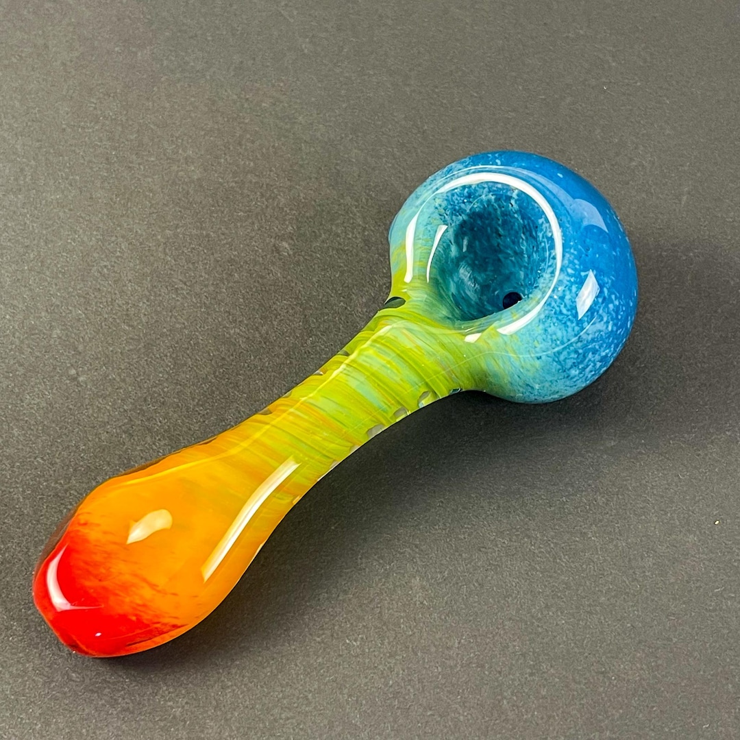 Rainbow Glass Pipe With a Spiral Twist and Flat Mouthpiece - Etsy