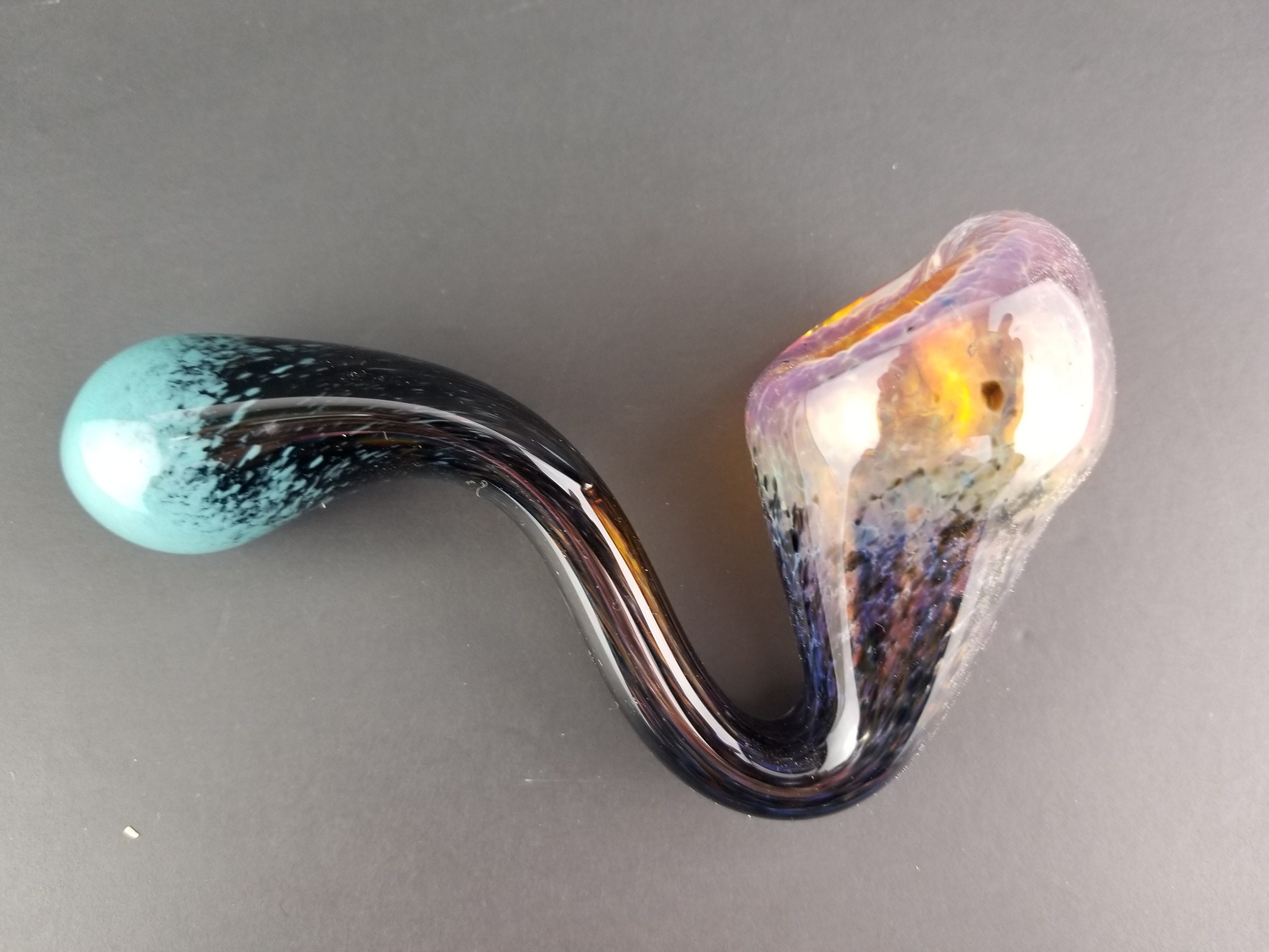 Teal, Black, and Amber Purple Girly Sherlock Glass Pipe, aka: Tobacco ...