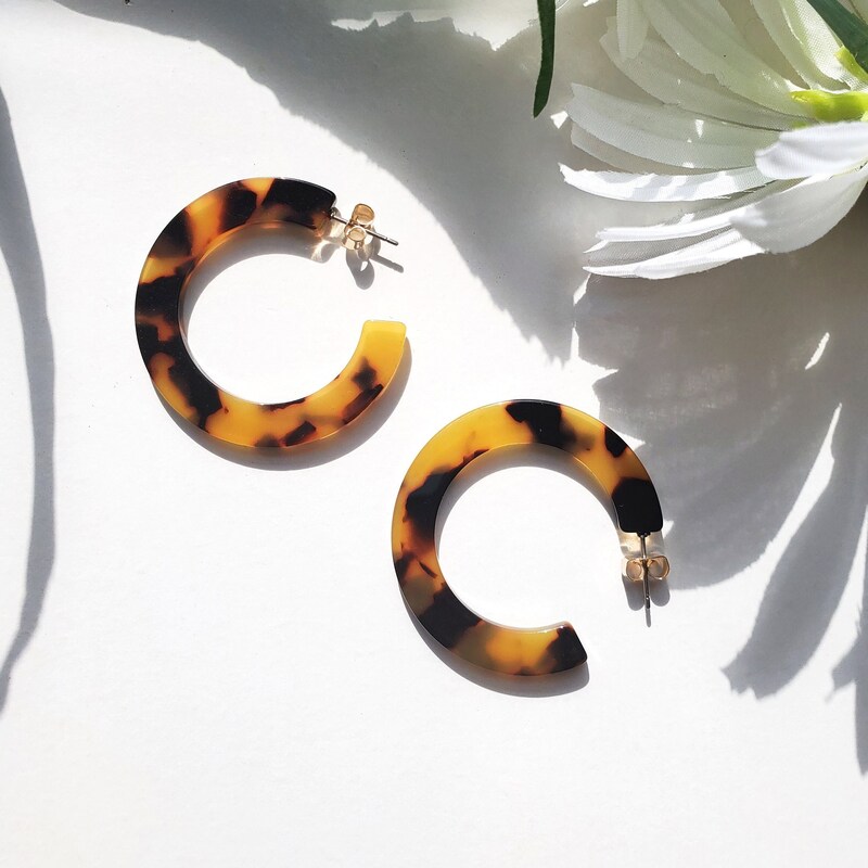 Tortoise Shell Earrings - Etsy