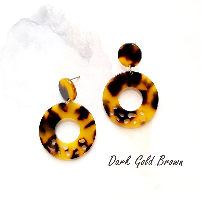 Emery Dark Gold Tortoise Dangle Earrings Statement Tortoise - Etsy