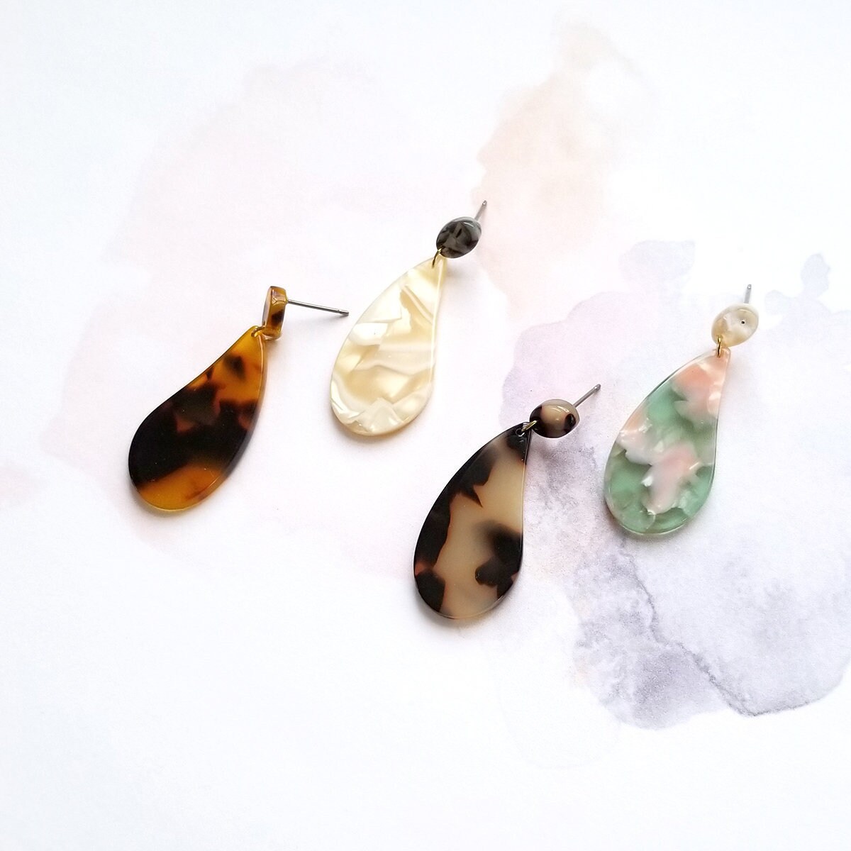 Lillian Dark Gold Teardrop Drop Earrings Dainty Tortoise | Etsy