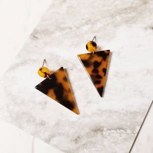 Skylar Inverted Triangle Drop Earrings, Tortoise Shell Drop Earrings ...