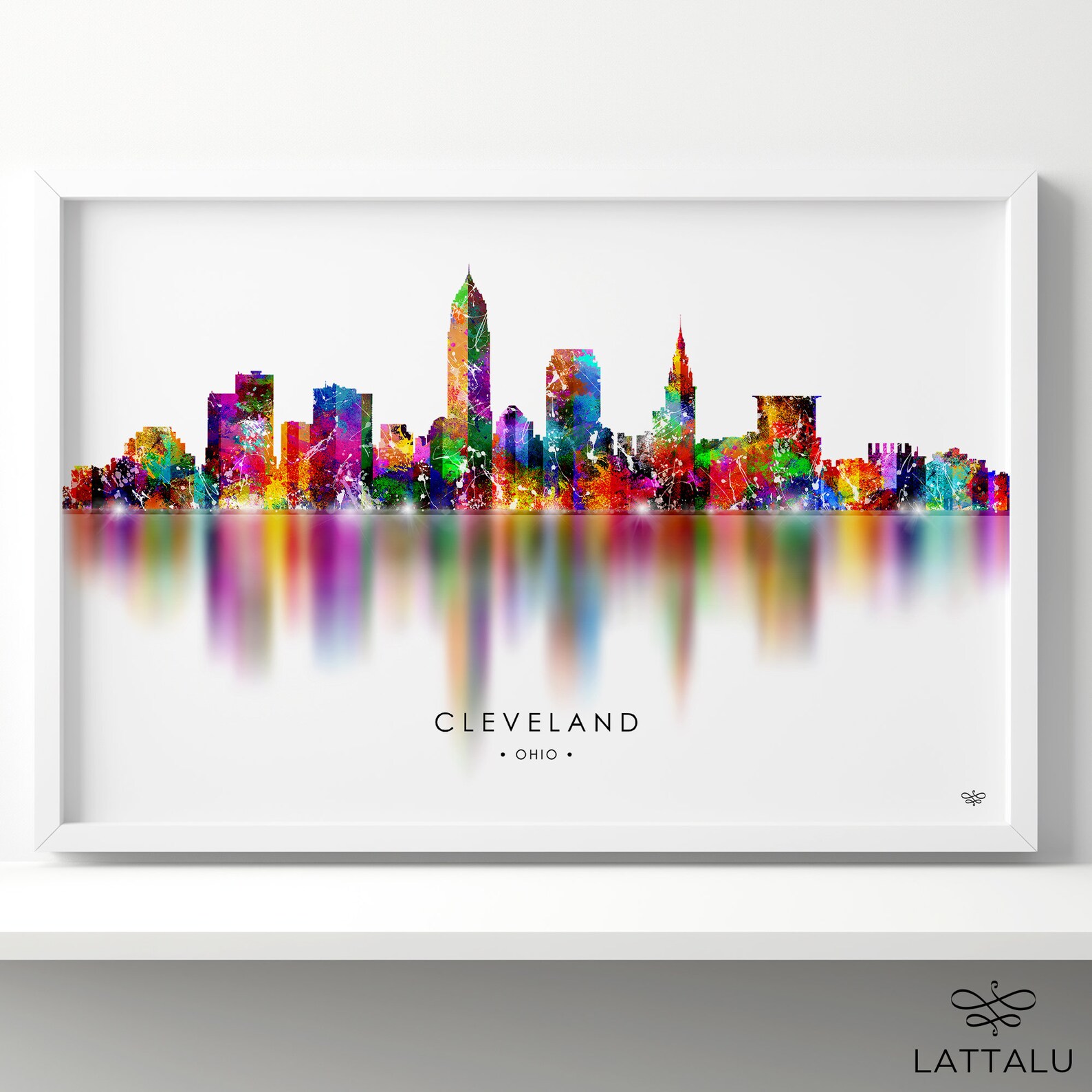 Cleveland City Skyline Poster - Poster Gift, Cityscape Wall Decor ...