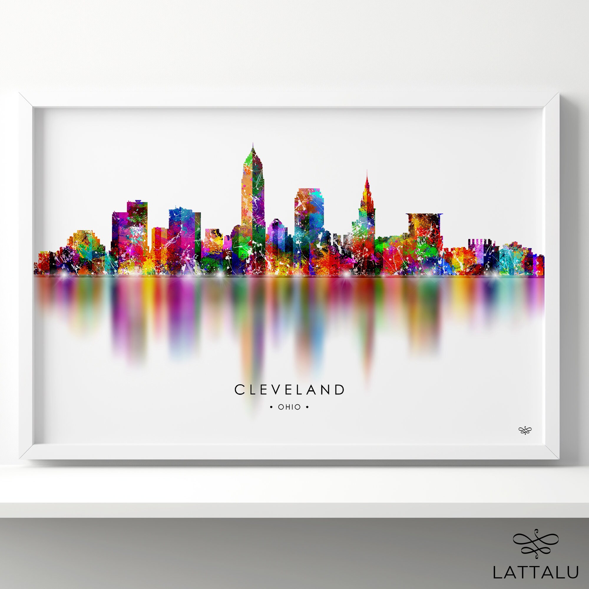Cleveland City Skyline Poster - Poster Gift, Cityscape Wall Decor ...