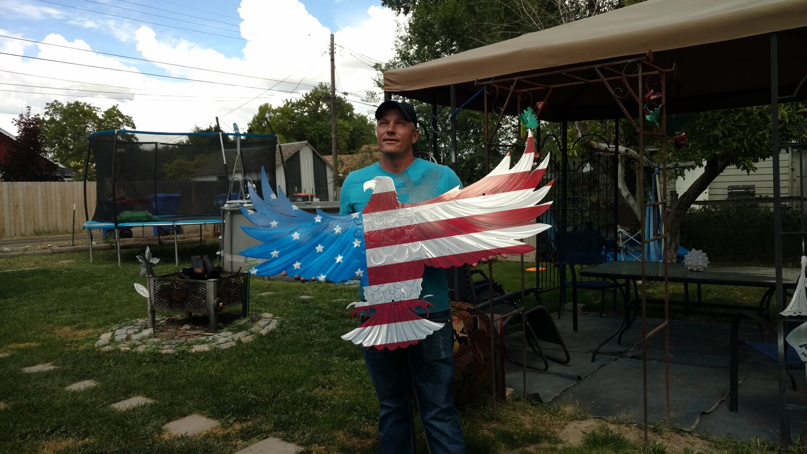 Patio Decor American Flag Sculpture ETSY Handmade Metal Eagle - Etsy