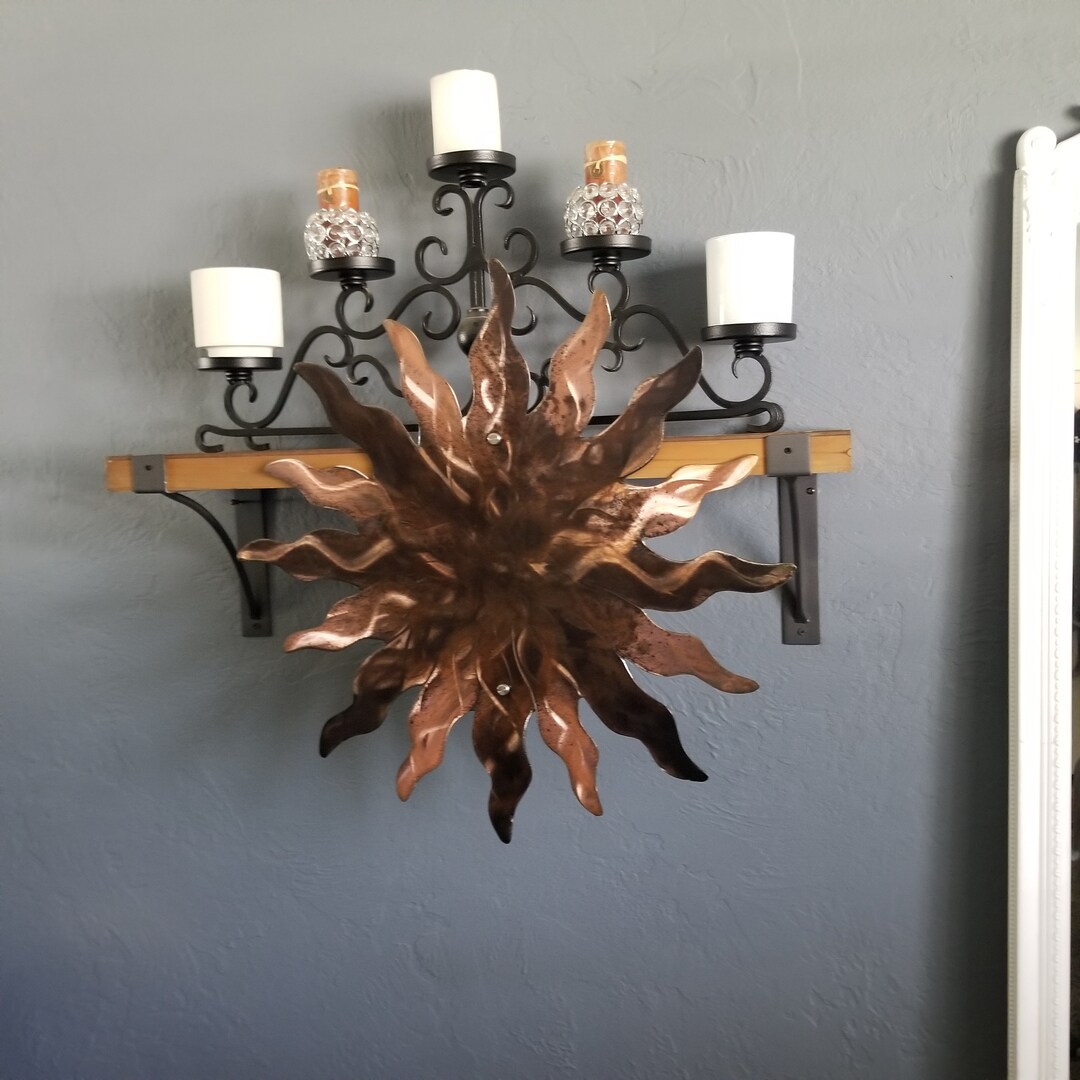 Metal Art Wall Hanging Sun / Copper Patina Home Decor for Any Room ...