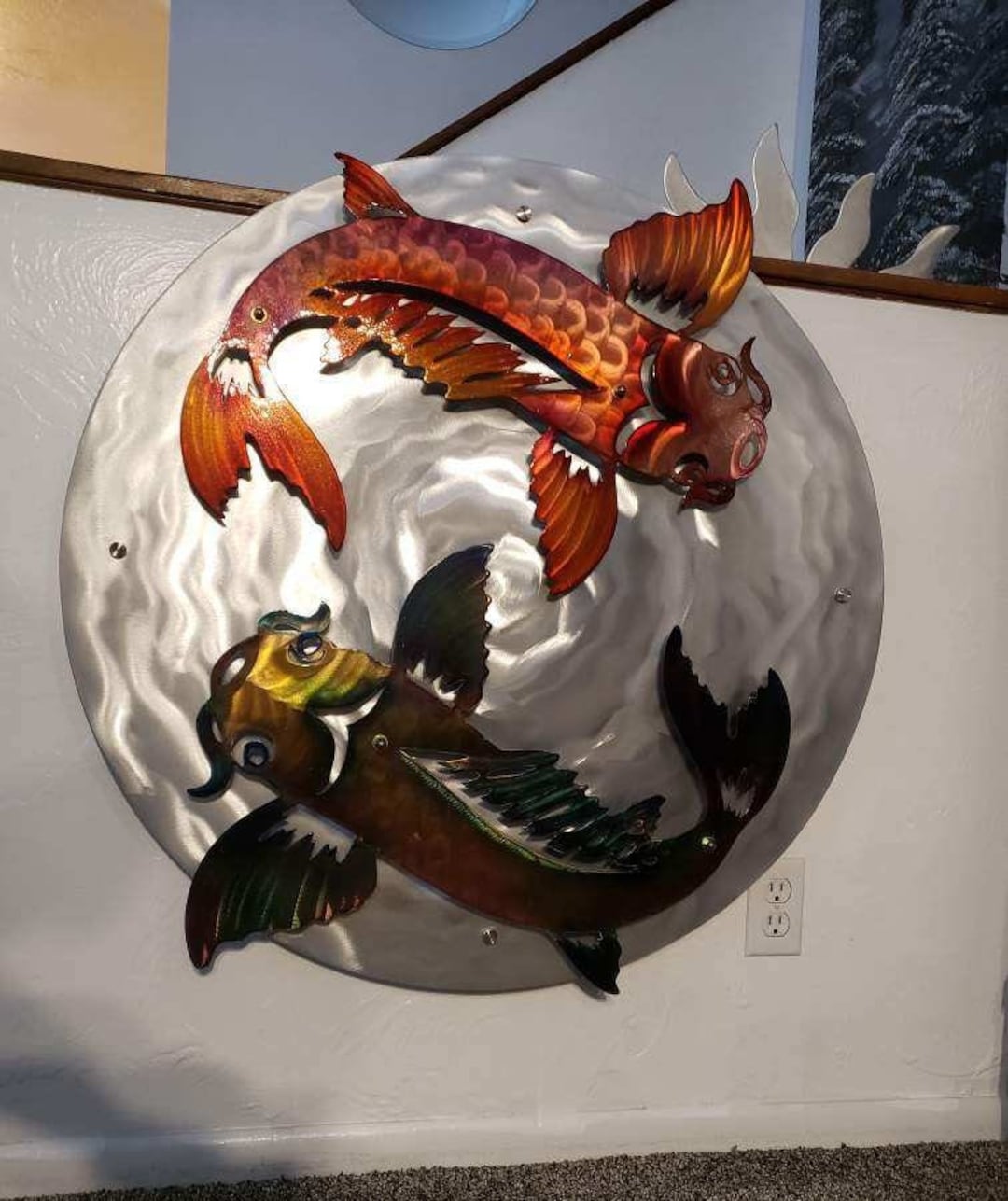 Koi Fish Metal Wall Art Giant Wall Hanging Sculpture - ETSY Custom Koi ...