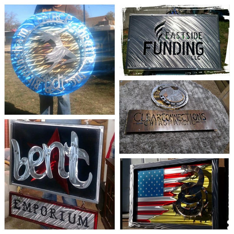 Metal sign plasma cut signs large handmade business logo | Etsy