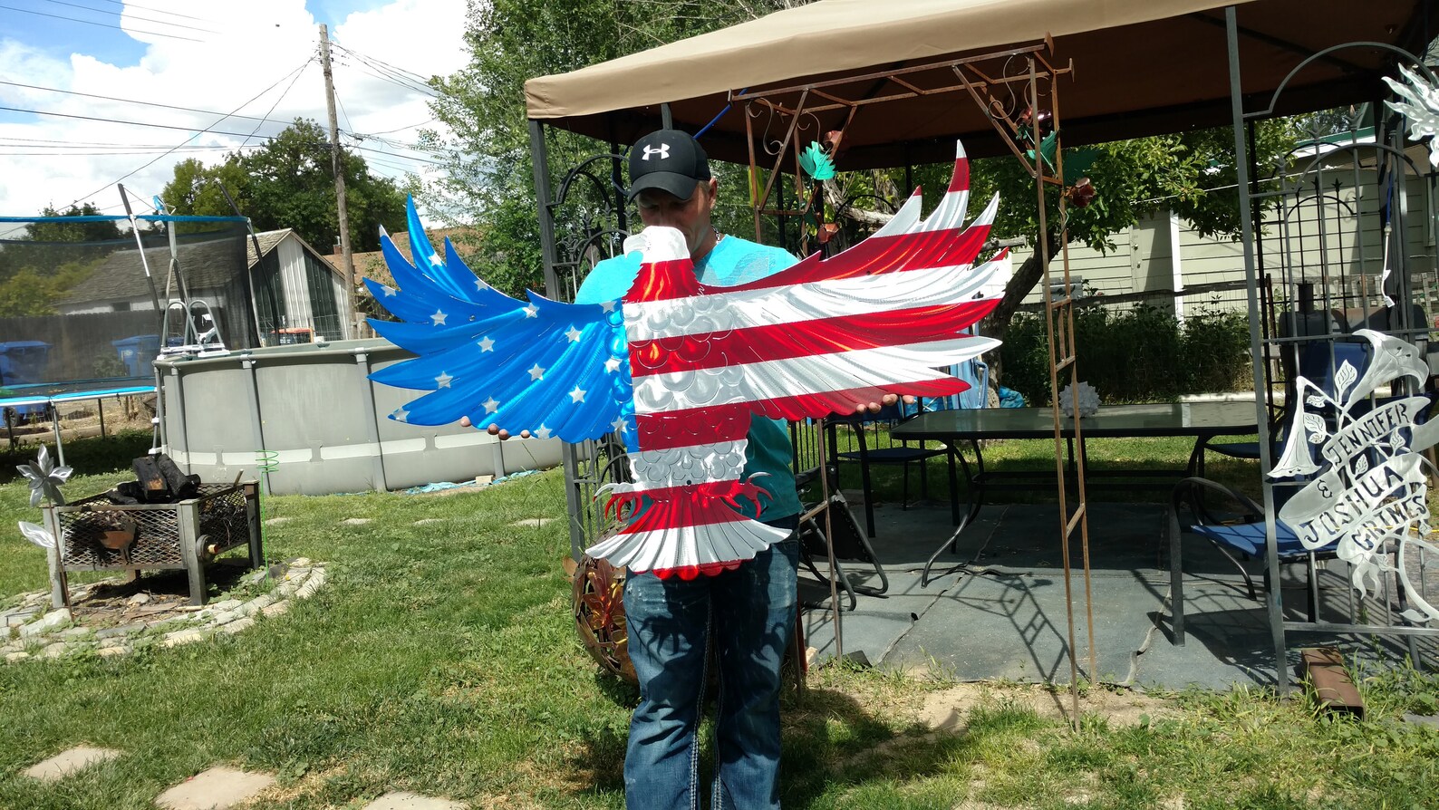 Patio Decor American Flag Sculpture ETSY Handmade Metal Eagle - Etsy