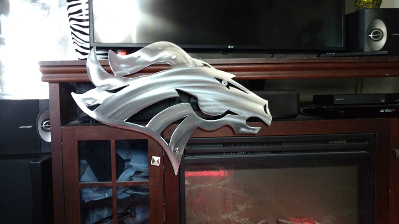 Metal Wall Art Broncos Logo Sign Football Home Decor Gift for Him, Man ...