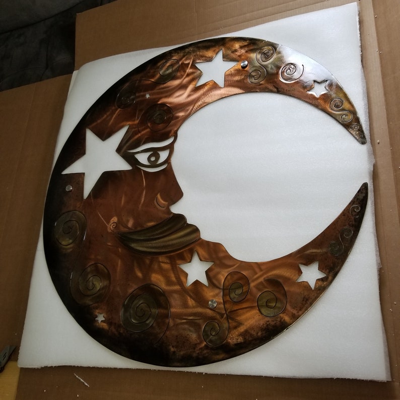 Patio Decor Metal Wall Art Moon / Metal Wall Decor Moon / ETSY | Etsy
