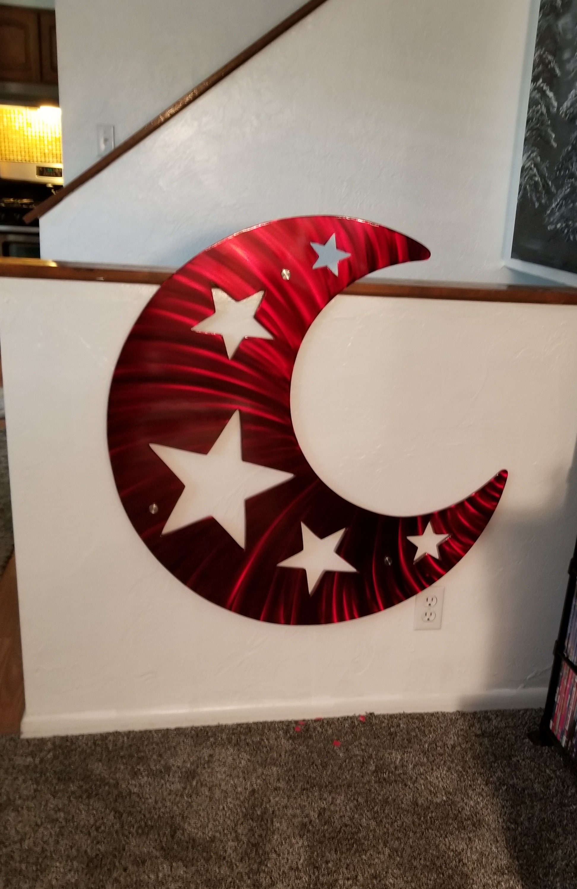 Metal Wall Art Moon With Stars Indoor Outdoor Metal Moon | Etsy