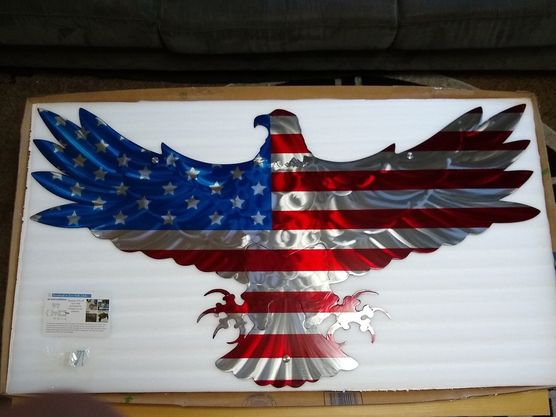 Patio Décor Flag Metal Wall Decor ETSY Handmade American Flag | Etsy