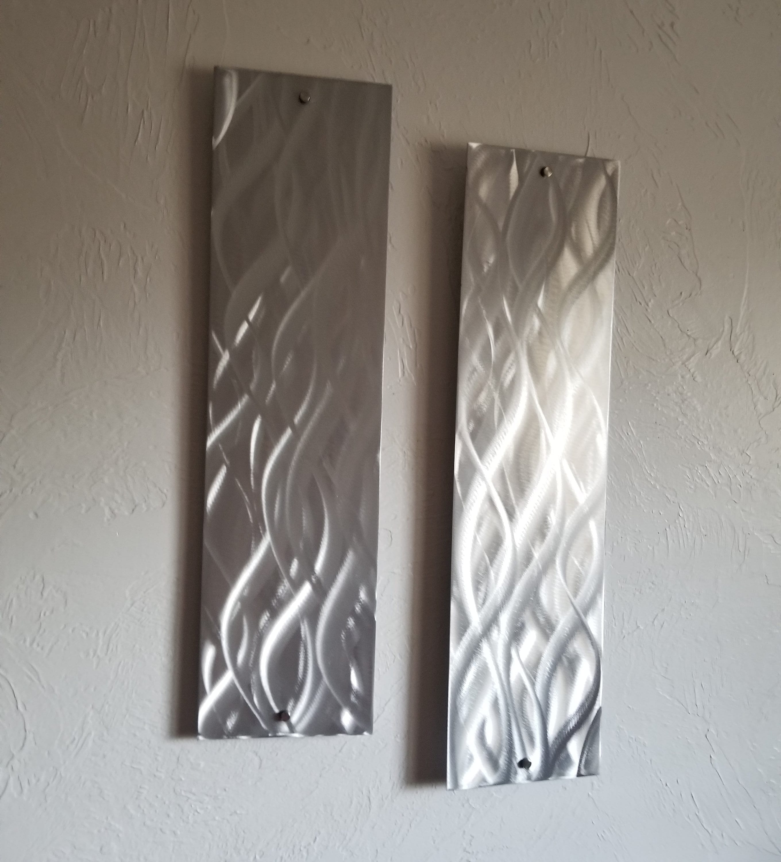 Modern Metal Wall Art Panel Set of 2 Painting Abstract Home - Etsy