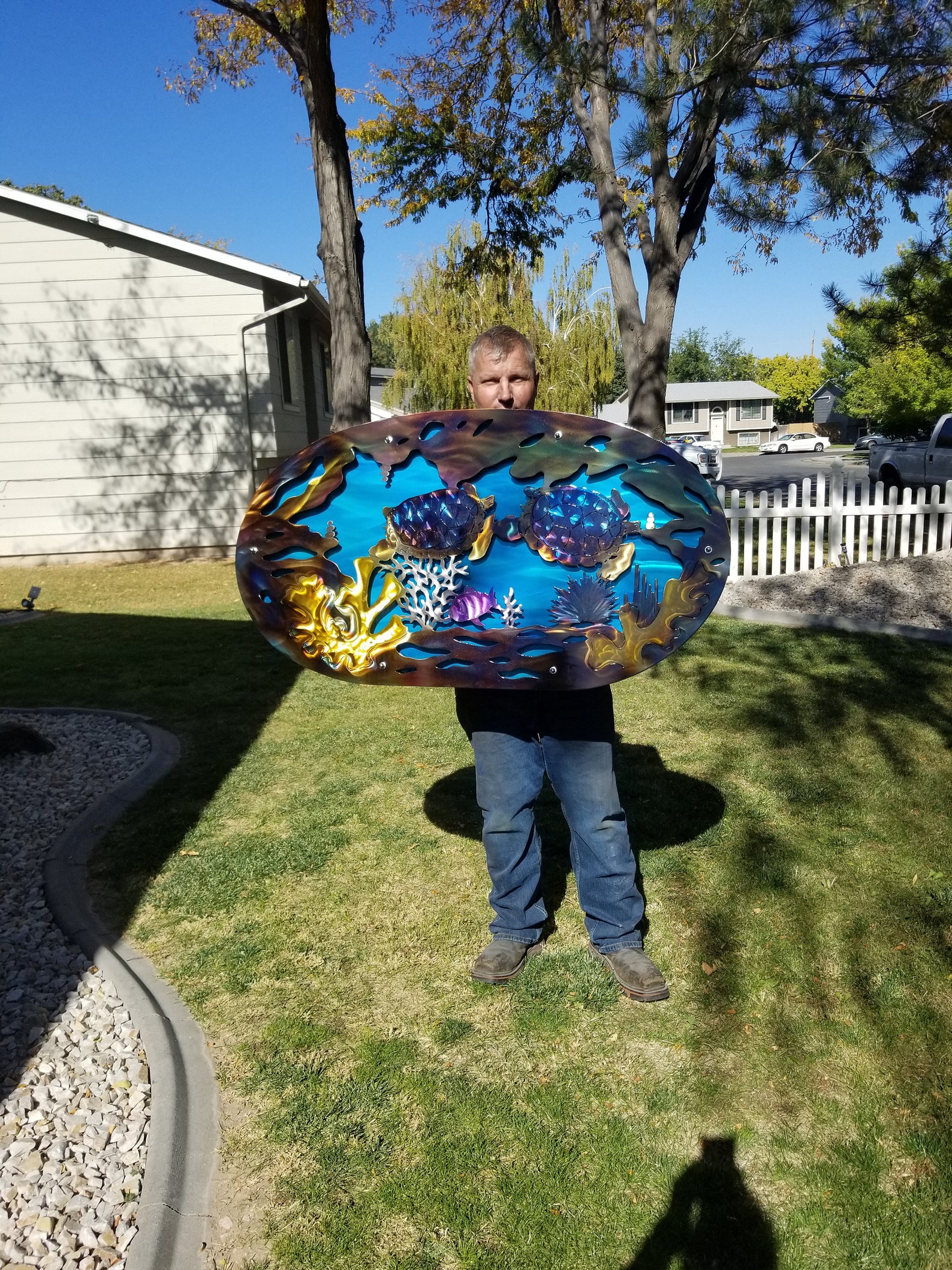 Metal Wall Sculpture Beach Scene Large Turtle Indoor Outdoor Art ETSY ...