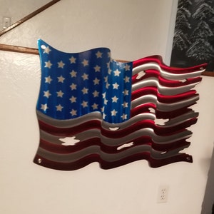 American Flag Wall Hanging Decor Outdoor Garden Fence Wall Art, Steel ...