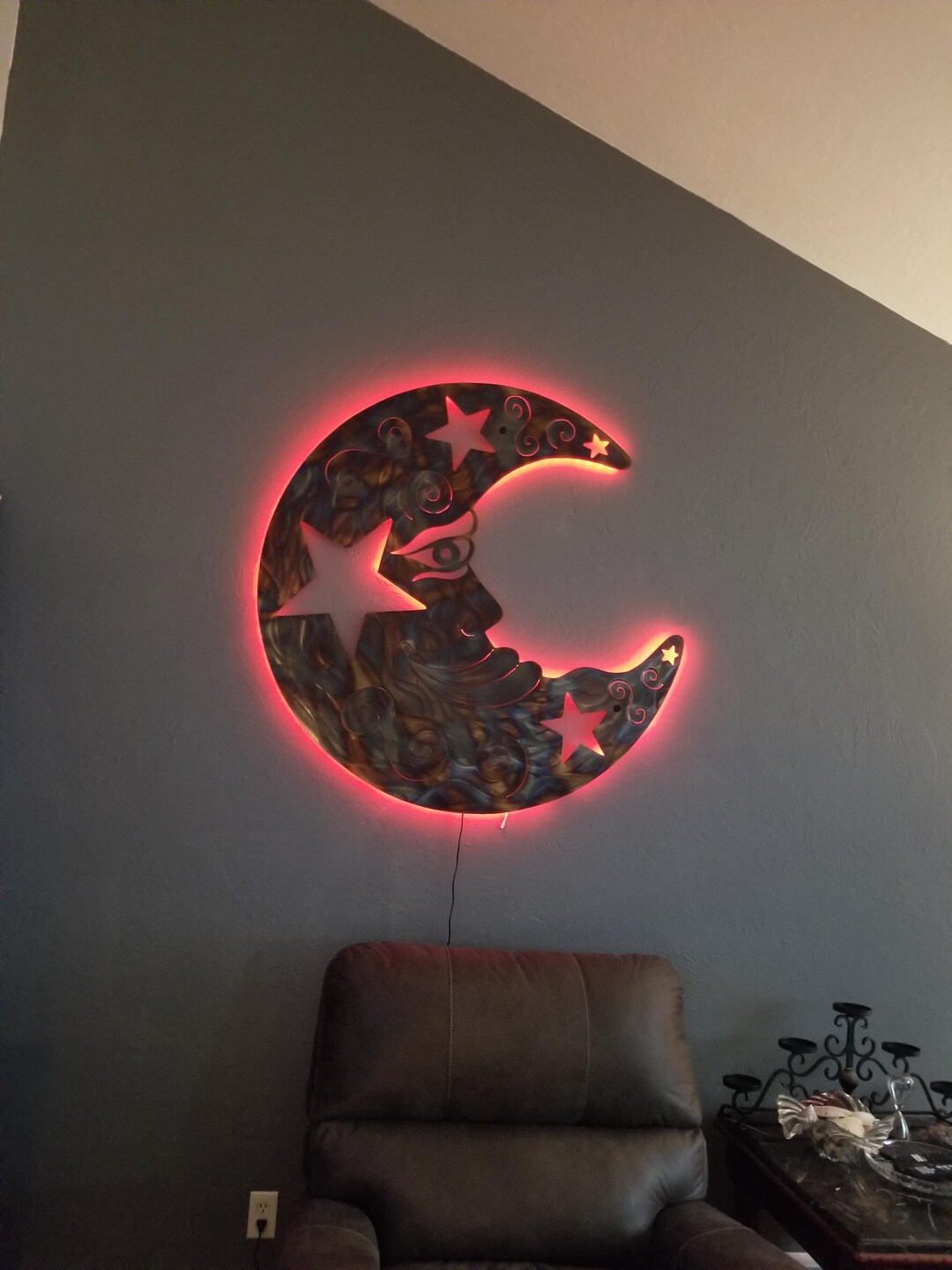 Metal Moon Wall Sculpture Jumbo Moon Stars Plasma Cut ETSY Handmade ...
